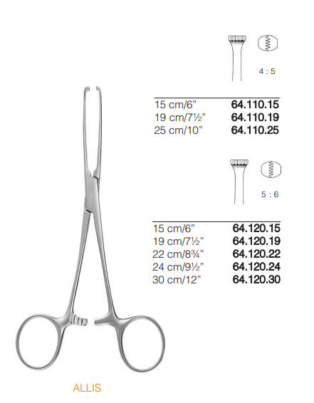 Allis Intestinal and Tissue Grasping Forceps From 0.0 @Josec Supplies